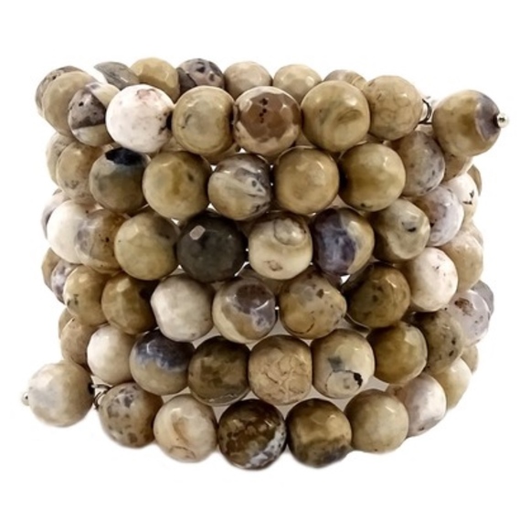 Savvy Cie | Jewelry | Savvy Cie Neutral Agate Coil Wrap Bracelet | Poshmark